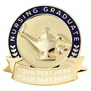 PinMart Nursing Graduate Lamp of Knowledge Engravable Personalized Lapel Pin