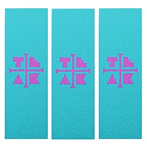 Teak Tuning 3PK Premium Fingerboard Skate Grip Tape, Cotton Candy Logo Edition - 38mm x 114mm - Set of 3 Sheets - Adhesive Backing