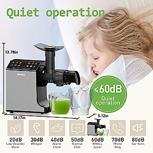 whall Masticating Slow Juicer, Professional Stainless Juicer Machines for Vegetable and Fruit, Touchscreen Cold Press Juicer with 2 Speed Modes
