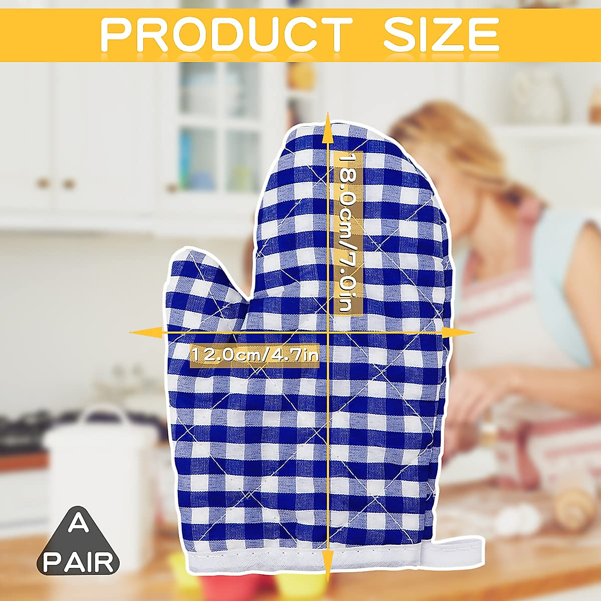 DOERDO 2 Pack Kid Oven Mitts for Children Heat Resistant Kitchen Mitts, Great for Cooking Baking, Age 4-12 (7"x4.7", Blue)