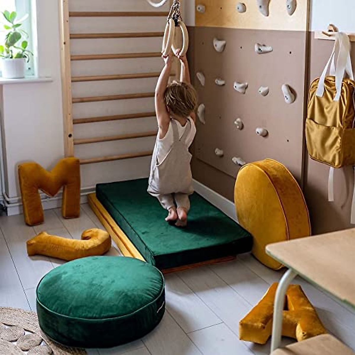 YIUOR Velvet Pouf for Nursery Floor Cushion Soft Round Throw Pillow Baby Room Seat Mattress Bean Bag Chair for Reading Nook