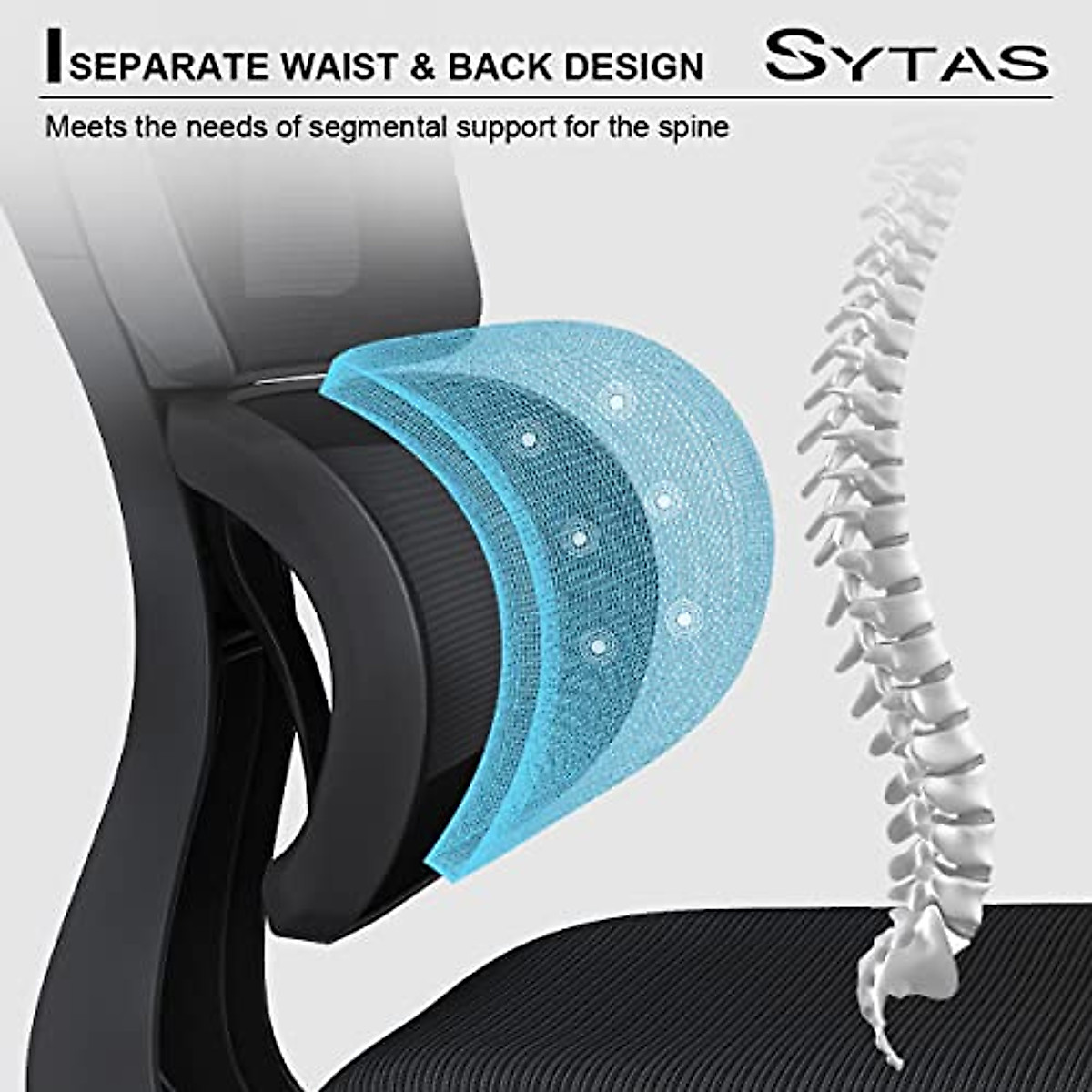 Sytas Ergonomic Home Office Chair, Desk Chair with Lumbar Support, 3D Armrest and Adjustable Headrest, Ergonomic Computer Chair High Back