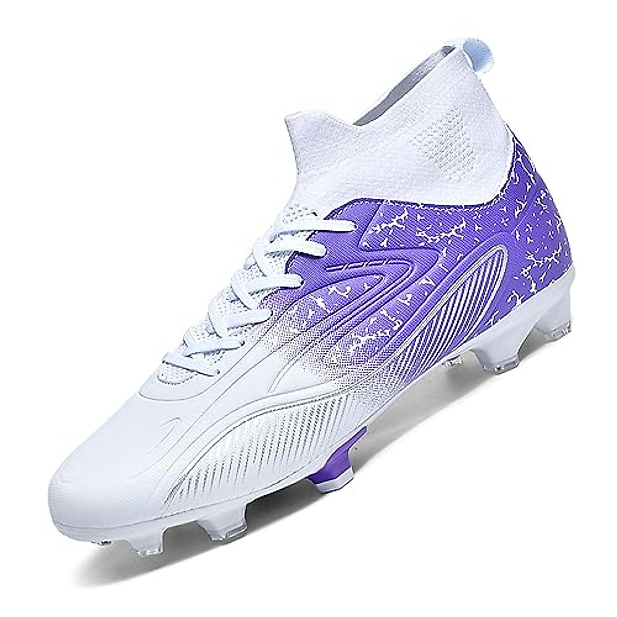 Maylrvjv Men's Women's Hightop Indoor Soccer Shoes Lace Up Footabll Cleats Breathable Lightweight Firm Ground Athletic Sneakers