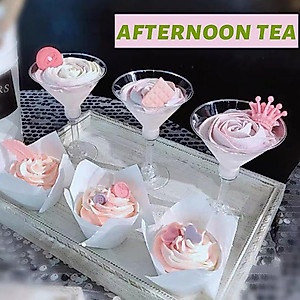 NDSWKR 60 Pcs Disposable Martini Glasses, 5 Oz Tall Martini Plastic Cups, Unbreakable Appetizer Dessert Cups for Wine, Champagne, Margarita, Ice Cream, Parfait, Party, Wedding, Birthday, Bar