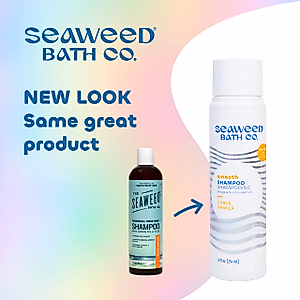 Seaweed Bath Co. Smooth Shampoo, Citrus Vanilla Scent, 12 Ounce, Sustainably Harvested Seaweed, Borage and Broccoli Seed Oils, For Curly and Frizzy Fine Hair