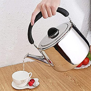Whistle Tea Kettle Silver Teapot, with Food Grade Stainless Steel and Curved Heat-Resistant Handle, Suitable for Stove Top (Size : 5L)