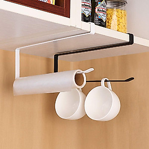 Usmascot Paper Towel Holder Dispenser Under Cabinet Paper Roll Holders (NO Drilling) for Kitchen Bathroom, Hanging Paper Towel Rack Hanger Over the Door, Humanized Design (White)