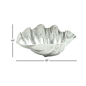 Deco 79 Aluminum Sea Life Shell Decorative Bowl, 17" x 11" x 7", Silver