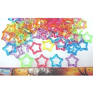 Power of Dream Star Shape Clear Color Chain Links Plastic Neon Toy Parrot Bird Kid DIY 100pcs