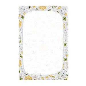 Floral Bee Fitted Crib Sheet for Girls and Boys,Soft Breathable Baby Sheet for Standard Size Crib Mattress 21164184