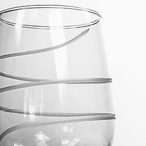 Rolf Glass Twist Stemless Wine Tumbler 17 ounce | Proudly Made in the USA | Stemless Wine Glasses | Lead-Free Glass | Etched Tumbler Glasses (Set of 4)
