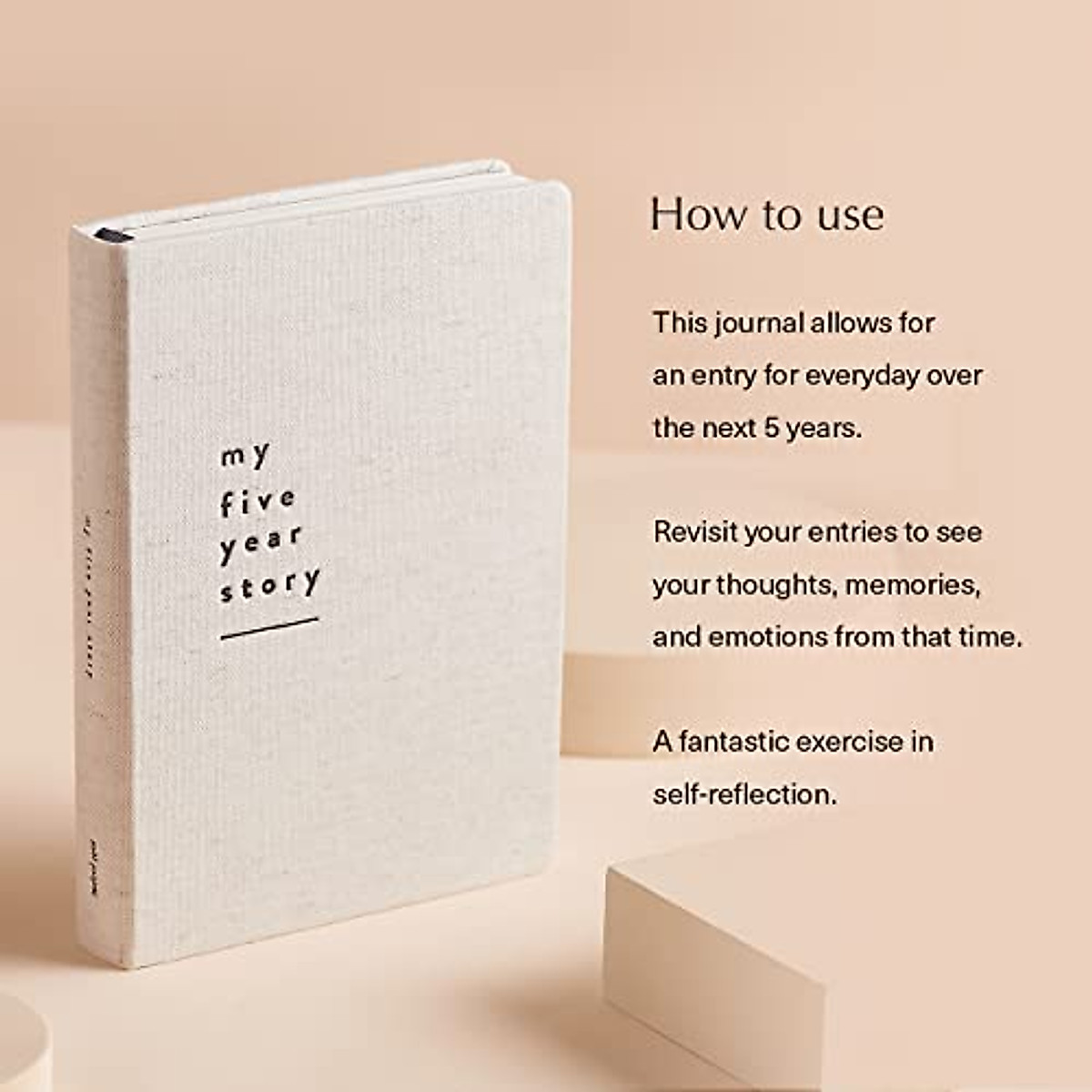 Mål Paper Five Year Journal - Cotton Hardback | Daily Dated Notebook for Mindfulness, Recovery & Positive Thinking Tool | Life Planner Log Book | Hand Finished, Unique Gifts for Men & Women