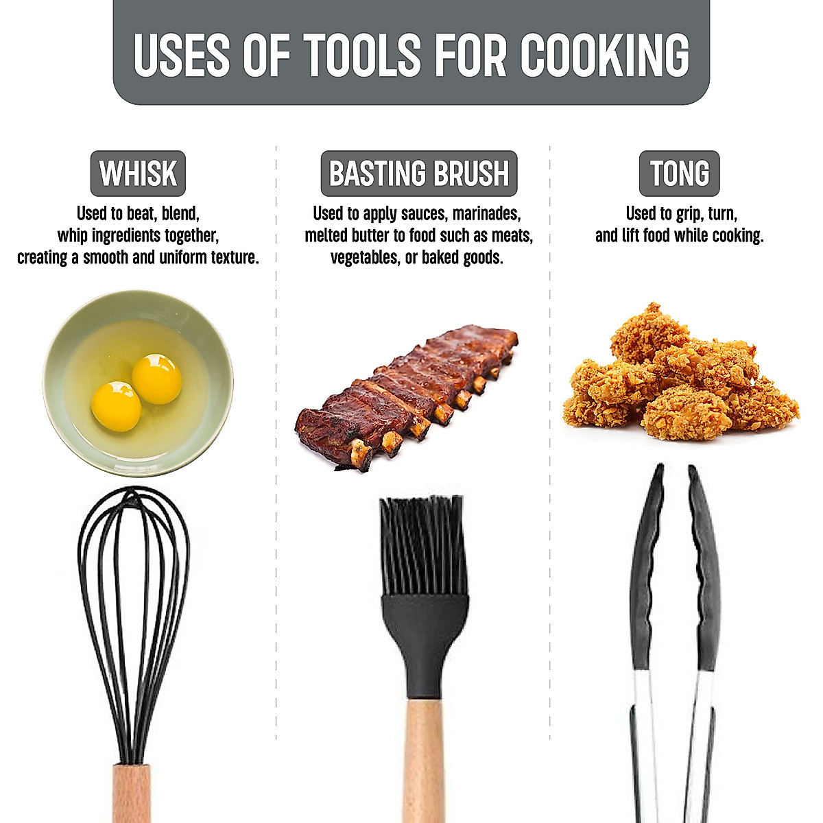 LaGrace O Naturel 12 Pcs Non-stick Silicone Kitchen Utensil Set – Wooden Spoons For Cooking - 446°F Heat Resistant Turner Tongs, Spatula, Spoon, Brush,