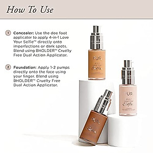 PÜR 4-in-1 Love Your Selfie Longwear Foundation & Concealer, Full Coverage Liquid Foundation, Hydrating Formula, Cruelty Free