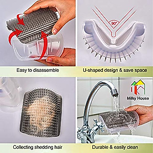 Cat Self Groomer Arch 4PCS Self Cleaning Slicker Brush Upgraded Cat Brushes Wall Corner for Shedding Grooming, Softer Massager Comb Interactive Toy for Short Long Haired Cats Fur Pets Dog Kitten Puppy