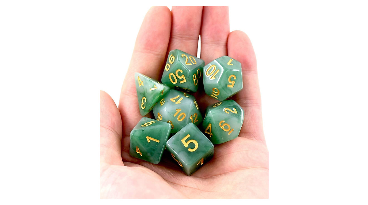 HDdais Green Jade DND Dice Set - Easy Read RPG Polyhedral Dice