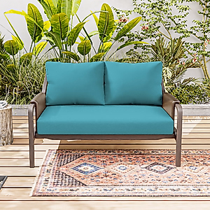 Pakunoda Outdoor Loveseat Cushion Set, 46 x 26 inch, Water Repellent, Fade Resistant, Cushion Set for Couch, Bench, and Swing 46 x 26 inch, Lake Blue