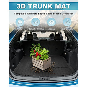 Mixsuper Cargo Liner for Ford Edge 2015-2024 (5 Seats) All Weather Cargo Mat Trunk Liner Rear Trunk Tray Black