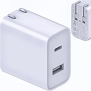 USB C Dual Port Wall Charger, Mi 33W SonicCharge High Speed Charger, 2 Output Ports: USB Type-C and USB-A, Foldable Plug, Portable & Compatible with Samsung Galaxy Series Z Fold Switch