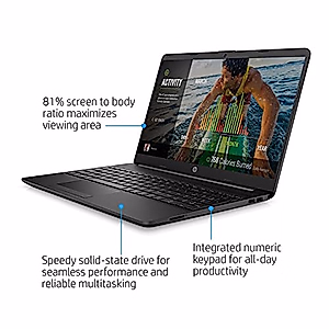 HP 2021 15.6" FHD 1920 x 1080 IPS Laptop, Intel Celeron N4020 Processor, 4GB RAM, 128GB SSD, HDMI, Webcam, WiFi, Bluetooth, Office 365, Windows 10 S, Black, 2-Week IFT-Care Support