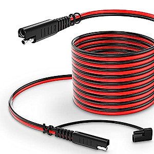 ELECTOP 15Feet 10AWG SAE to SAE Extension Cable Quick Connect Disconnect SAE Power Connector Cable Wire Harness with Dust Cap for Automotive RV Motorcycle Solar Panel SAE Plug Battery Charging Cable