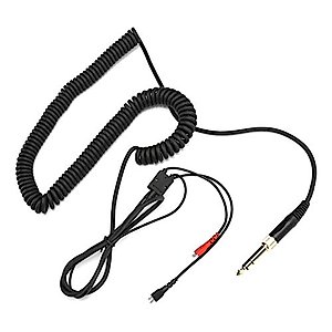 eboxer-1 Headphone Audio Cable, Spring Audio Cable with Adapter, OFC Copper Core, Replacement 3.5mm Headset Audio Wire for Sennheiser HD25/HD560/HD540/HD430/HD250, 19.7ft