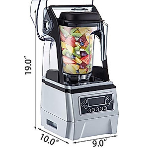 VEVOR 110V Commercial Smoothie Blenders 1.5L/50.7oz 1500W Countertop Silent Blender with Sound Shield, Quiet Blender Self-Cleaning, Includes Multifunctional 2-in-1 Wet Dry Blades, White