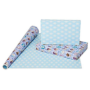 American Greetings Reversible All-Occasion and Birthday Wrapping Paper, Disney Frozen (1 Pack, 75 sq. ft.)