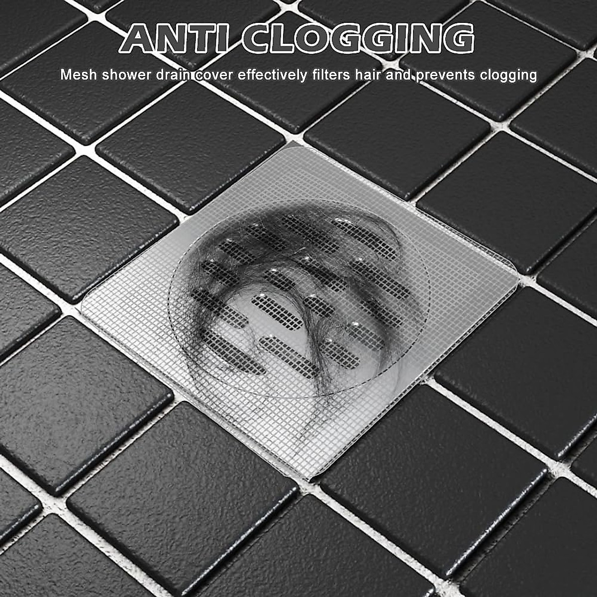4 inch Disposable Shower Drain Cover Hair Catcher Shower Drain Mesh Stickers, Floor Drain Sticker for Bathroom, Laundry, Bathtub, Kitchen, Sink, 50 PCS Pack(grey)