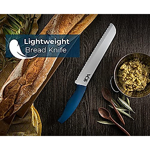 Vos Ceramic Knife Set, Ceramic Knives Set For Kitchen, Ceramic Kitchen Knives With Peeler, Ceramic Paring Knife 4", 5", 6", 7", 8" Inch Blue