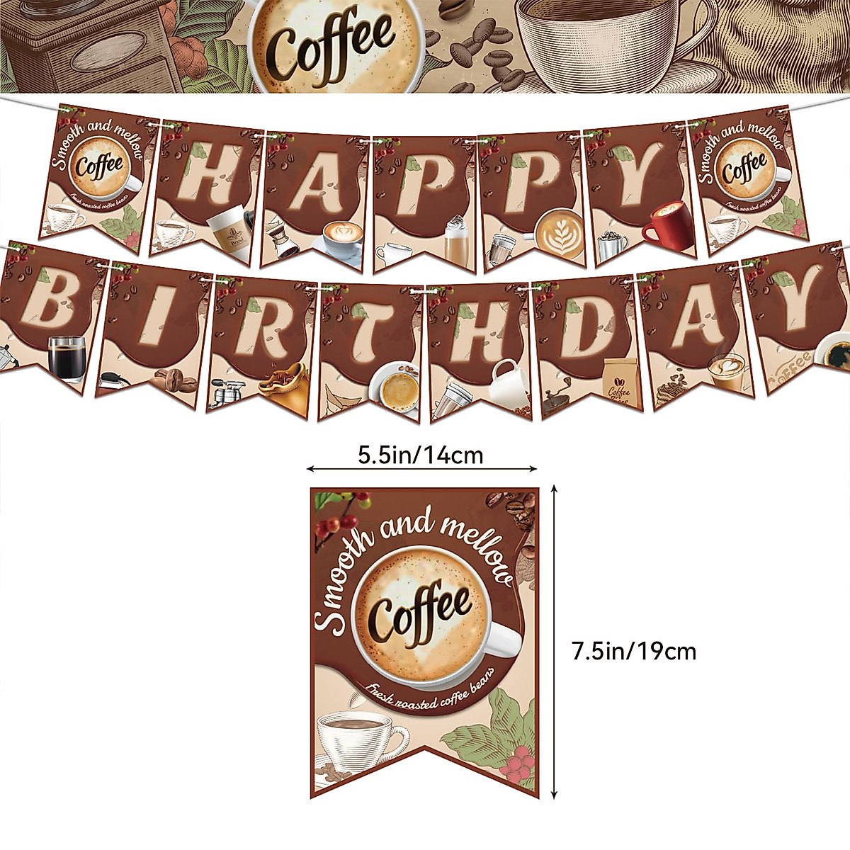 Coffee Birthday Decorations Coffee Party Supplies Includes Coffee Happy Birthday Banner Cake Topper Cupcake Toppers Balloons for Coffee Themed Party Decorations
