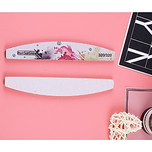 6 PCS Different Grit Nail Files and Buffers, Flower Pattern Emery Board (80-320 Grit) Professional Manicure Tools for Home and Salon Use