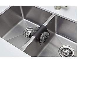 Umbra Saddle Caddy – Flexible Rubber Organizer for Double Kitchen Sink, Storage for Dish Sponge, Scouring Pads and more, Black, Small