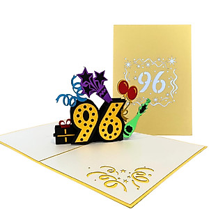 ALPHAK Happy 96th Birthday 3D Pop Up Card, Birthday 3D Greeting Card, 96th Birthday Gifts