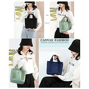 Canvas Bag - Large Capacity Multi-Pocket Handbag - Women Fashion Tote Bags With Zipper Shoulder Strap - for Daily Travel (Green)