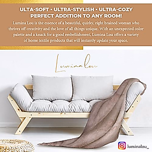 Lumina Lou Solid Faux Fur Throw Blanket- Bed & Sofa Faux Fur / Solid Mink Reversible Throw for Home Décor- Double-Sided, Ultra-Soft, Warm & Lightweight Throw Blanket, 50x60, Taupe
