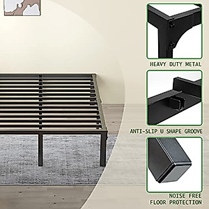MAF 14 Inch Metal Platform King Bed Frame, Heavy Duty Black Bed Frame with Steel Slats Support, No Box Spring Needed, Noise Free, Easy Assembly