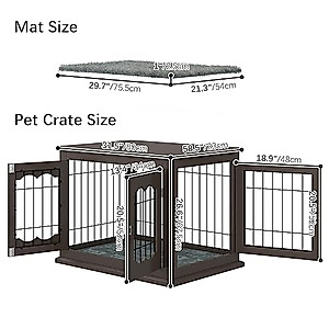 4NM Furniture Style Dog Crate with Cushion, Dog Kennel, Dog Cage for Small Medium Dogs, Indoor Aesthetic Puppy Kennel, Chew-Proof Metal Bars,Pretty Cute End Side Table Nightstand- Espresso