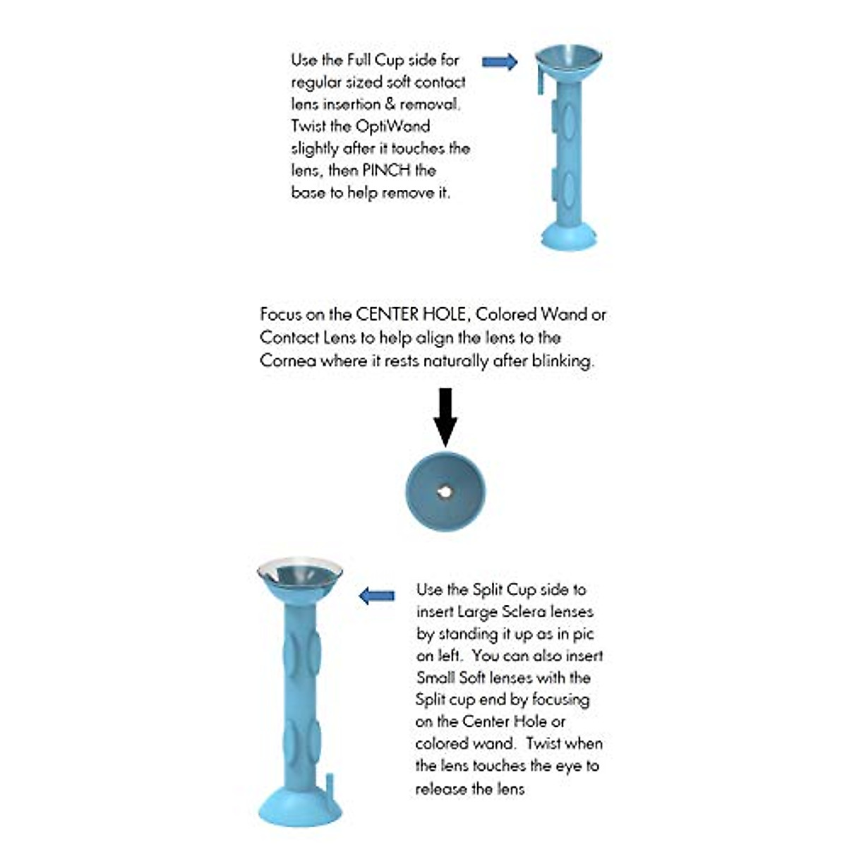 OptiWand Soft Contact Lens Insertion and Removal Tool. It Will Help Pinch The Soft Lens. This is not a Suction Cup for Soft Lens Removal