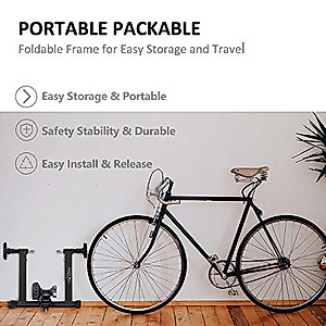 Bike Trainer Stand for 26"-28" Mountain & 700C Road Bikes, Indoor Stationary Bicycle Exercise w Quiet Noise Reduction/Wider 8 Level Resistance