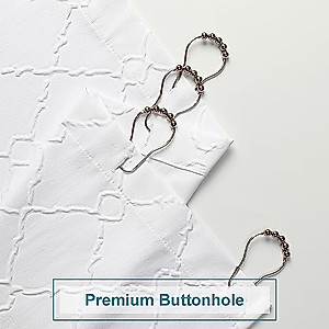 Lecloud White Shower Curtain for Bathroom, 3D Embossed Geom Pattern Hotel Quality Bathroom Shower Curtain, Machine Washable Waterproof Fabric Bath Curtain for Bathroom and Bathtubs, 72" Wx72 L