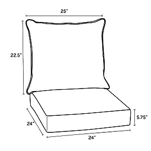 Arden Outdoor Deep Seat Set, 24 x 24, Rain-Proof, Fade Resistant, Deep Seat Bottom and Back Cushion 24 x 24, Ruby Red Leala