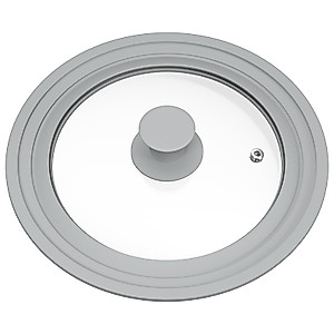 TOPULORS Universal Lid for Pots, Pans, and Skillets - Tempered Glass Lid with Silicone Rim Fits 8", 9", 9.5" Inner Diameter Cookware Frying Pan Cover Replacement Lid - Dishwasher Safe, Grey