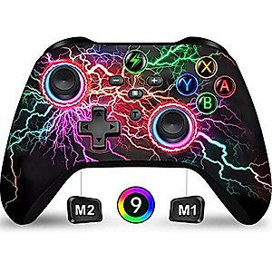 Wireless Switch Pro Controller for Nintendo Switch Controller/Lite/OLED, LED Wired Windows PC Gmaepad-Wireless iOS/Android Remote with Cool RGB Light/Programmable