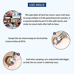 HEGO YUM Cookie Scoop,Ice Cream Scoop,3PCS Stainless Steel 1.5/2/3Tablespoon ice cream scooper,Red Rubber Grips Design,Durable and Effortless,for Ice Cream,Melon Baller and Baking(20#M/30#L/40#L)