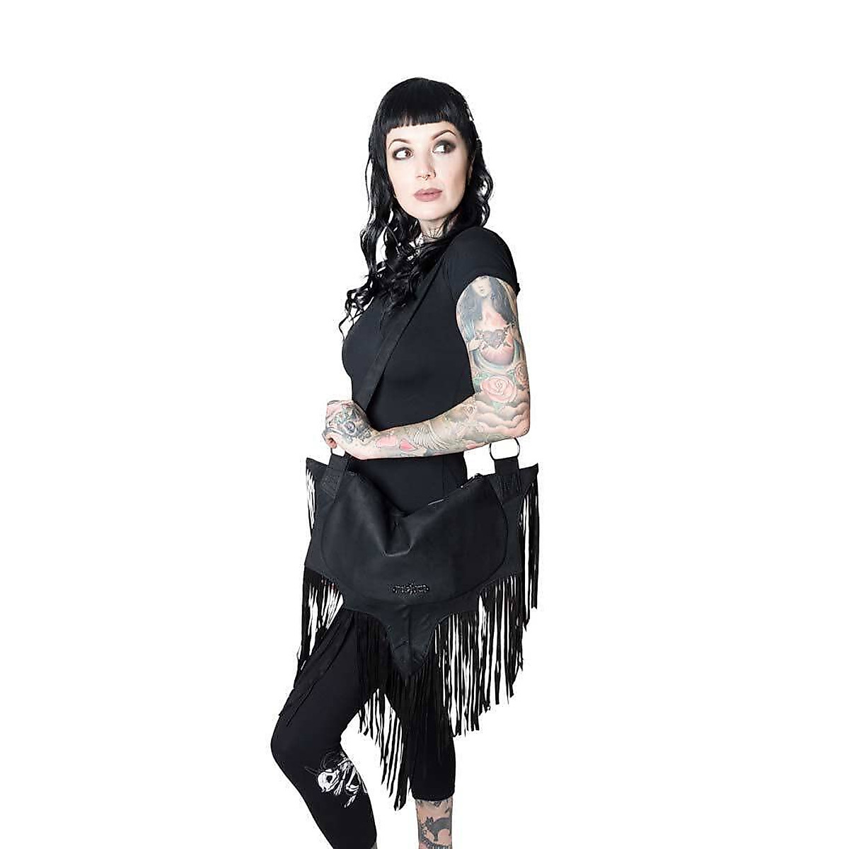 kreepsville 666 Bat Wing Fringe Shoulder Bag Women's Purse Handbag