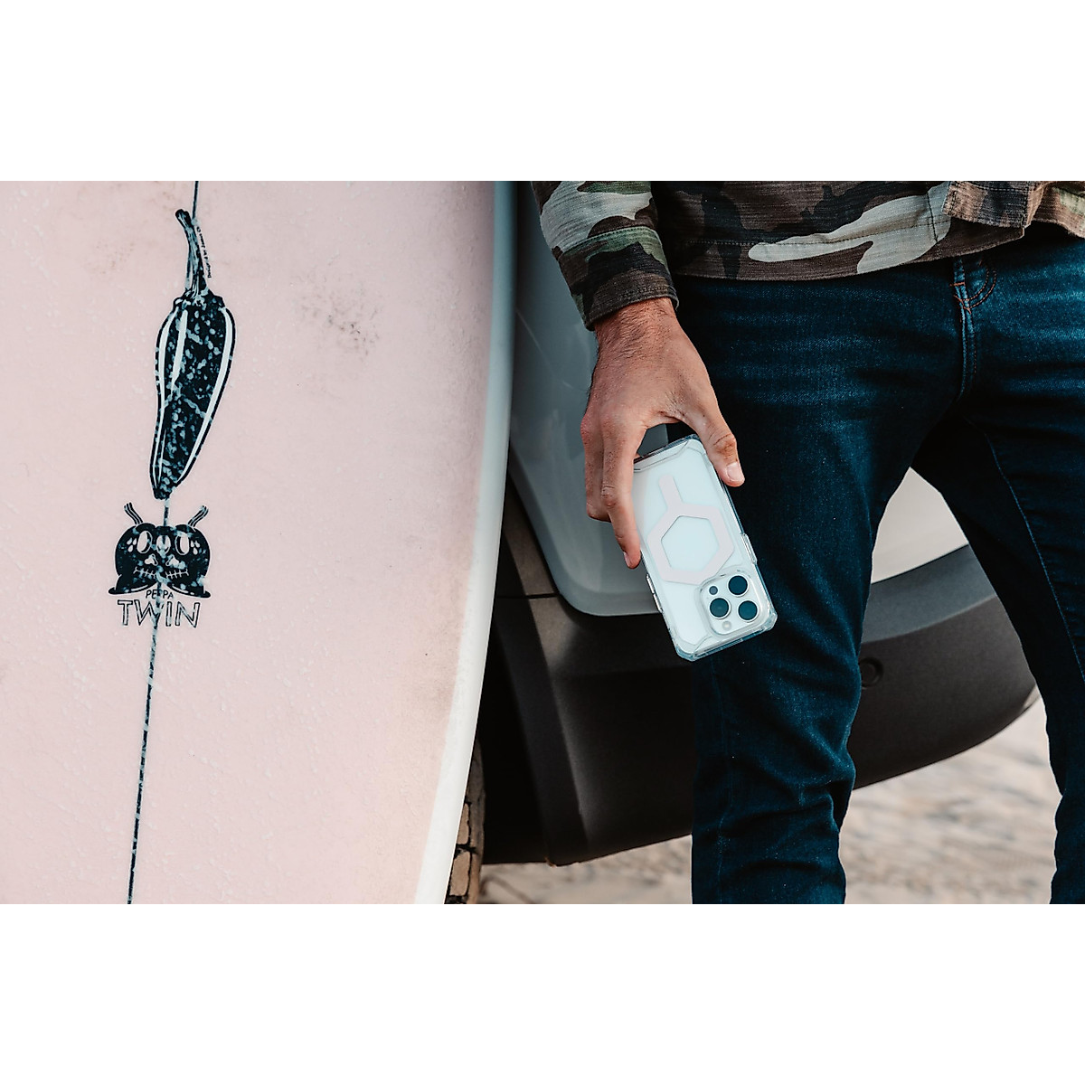 URBAN ARMOR GEAR UAG [Updated Ver] Compatible with iPhone 15 Pro Max Case 6.7" Plyo Ice/Silver Built-in Magnet Compatible with MagSafe Charging Rugged Anti-Yellowing Transparent Clear Protective Cover