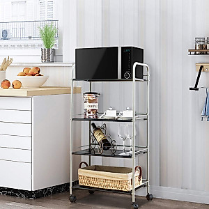 Giantex Standing Baker's Rack Utility Cart Rolling Cart Storage Steel Shelf Rack Metal Mesh Tier for Commercial Kitchen Warehouse Garage Bathroom Organizer Shelves W/Lockable Wheels (19.5" L)