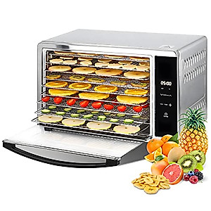 HOMOKUS Food Dehydrator 9 Stainless Steel Trays, Large Food Dehydrator Machine Usable Area up to 13.4ft², 650W Digital Touch Control Food Dryer Dehydrator with 24hrs Timer & up to 176℉ Temperature, Fruit Dehydrators for Food and Jerky, Dog Treats, Meat, V
