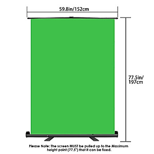 Neewer 5x6 ft/1.5x1.9m Green Screen Green Backdrop, Portable Collapsible Chromakey Background, Pull-up Style with Auto- Locking Frame, Solid Aluminium Base for Photo Video, Live Game, Tiktok Video